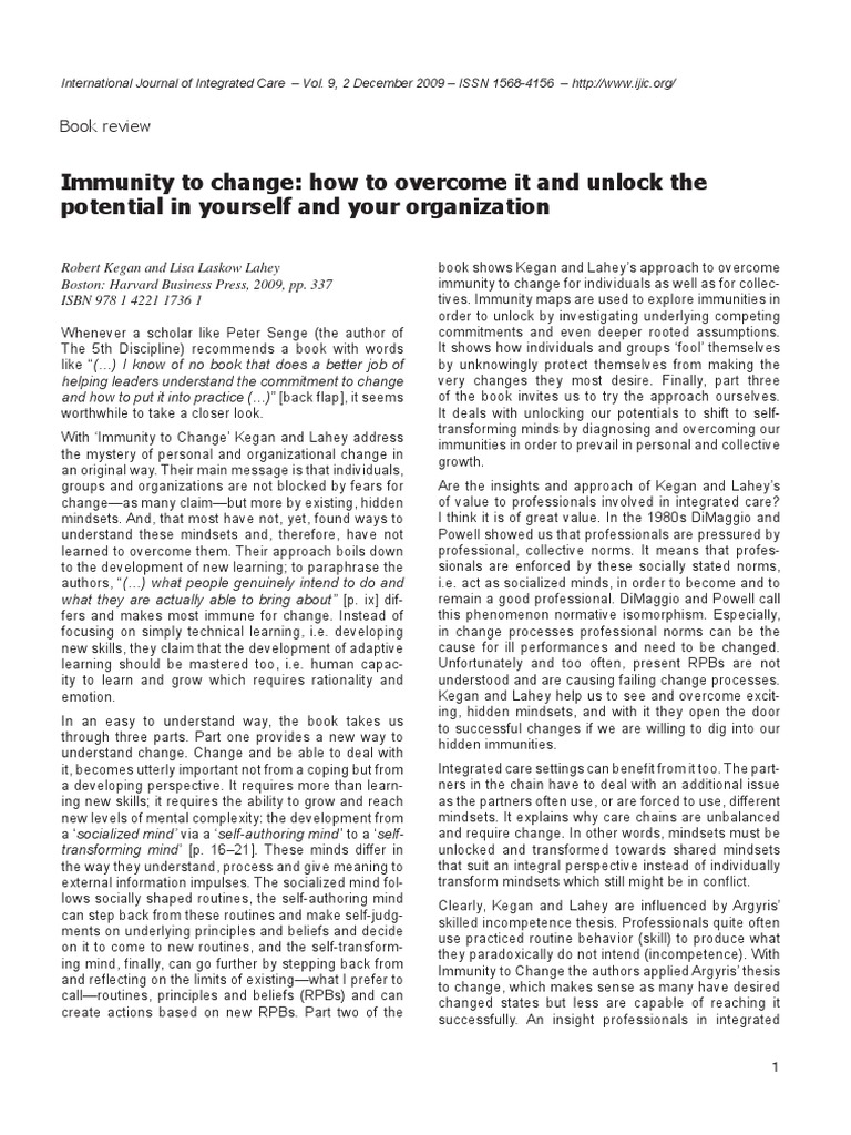 Overcoming Immunity to Change Insights | PDF | Neuropsychological ...