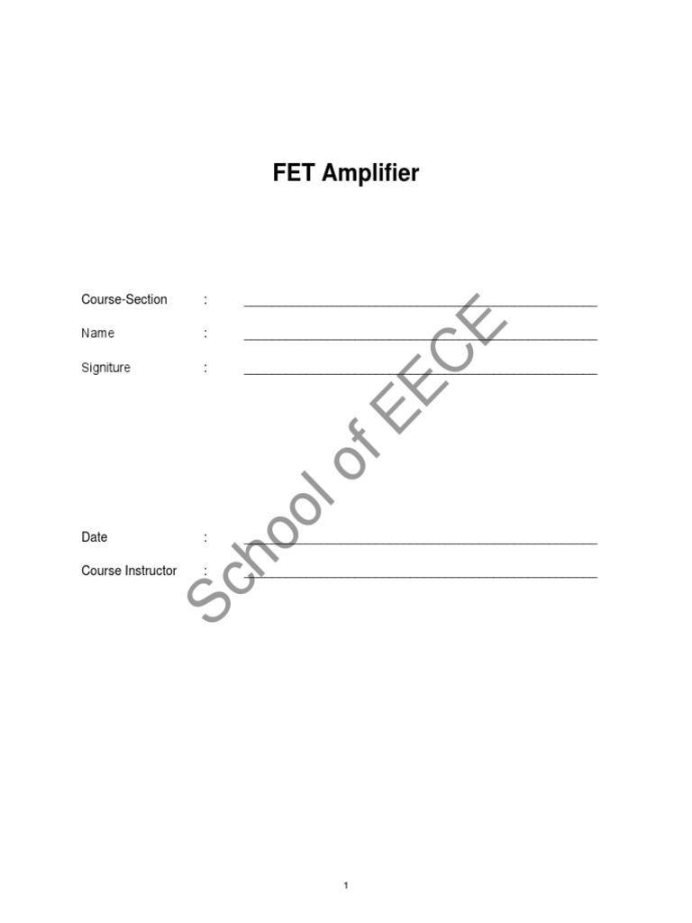 Week 8 FET Amplifier | PDF | Field Effect Transistor | Amplifier