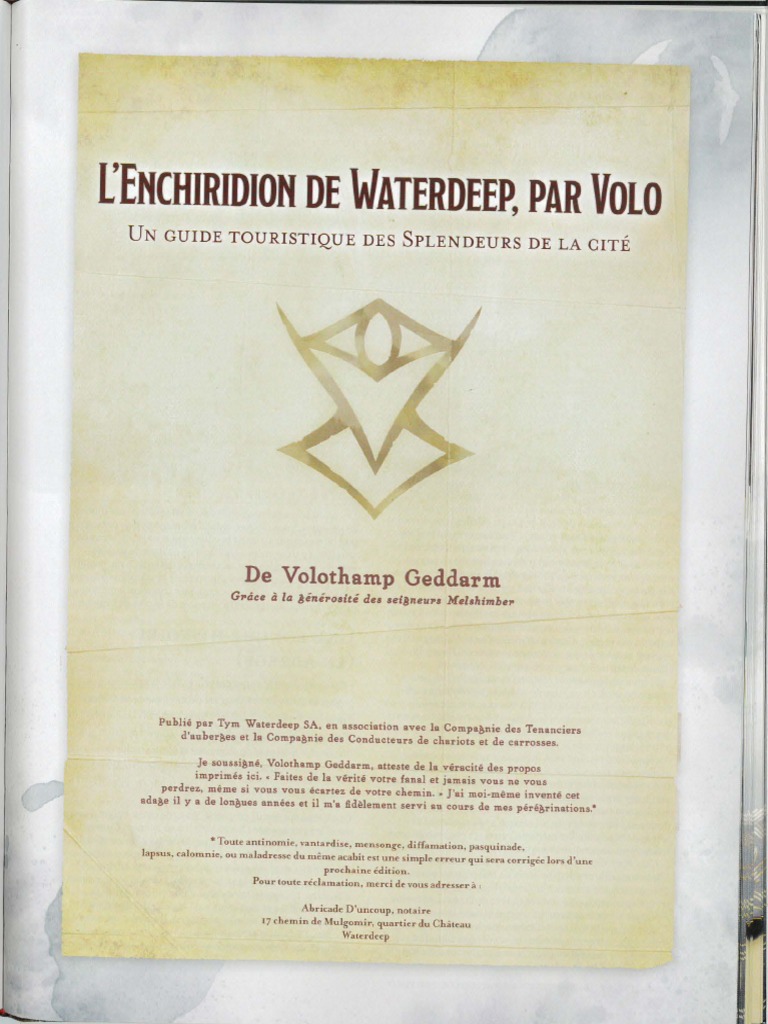 Guide de Waterdeep par Volo | PDF
