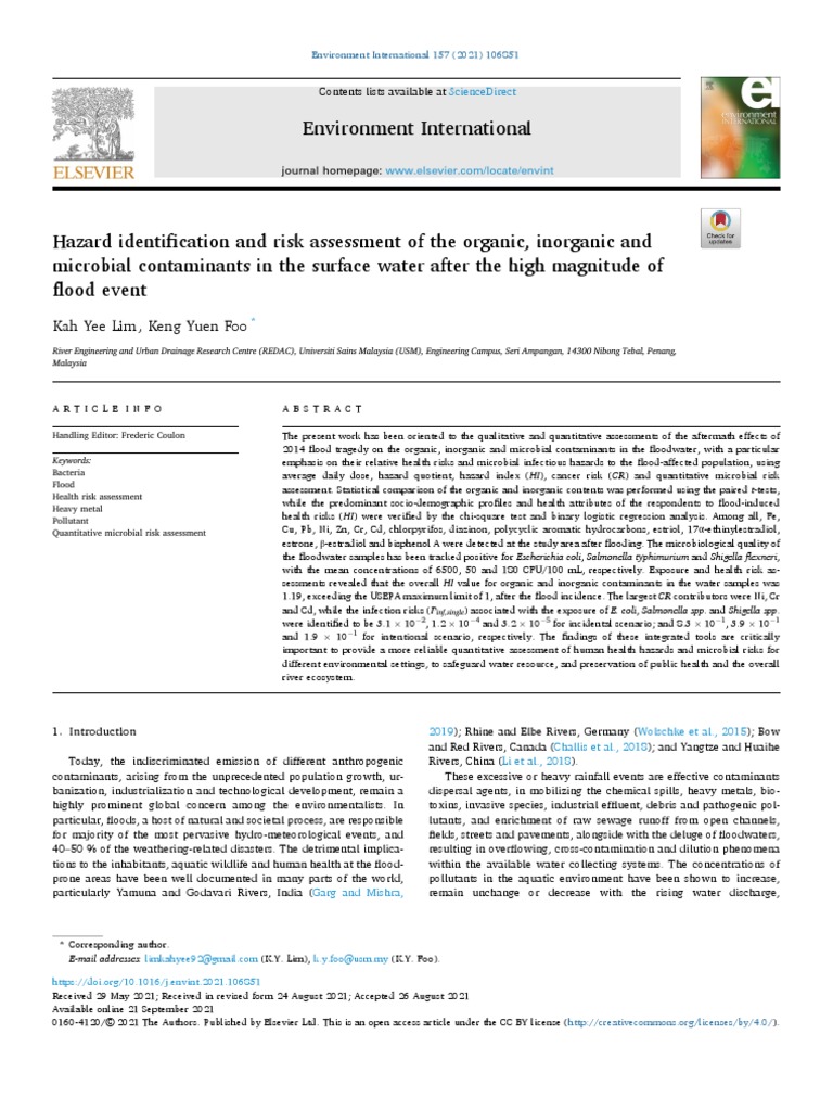 Hazard Identification and Risk Assessment of The Organic Ino - 2021 ...