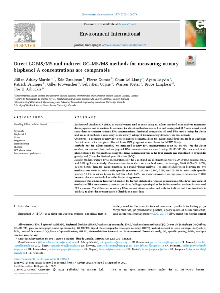 Direct LC MS MS and Indirect GC MS MS Methods For Measuri - 2021 ...