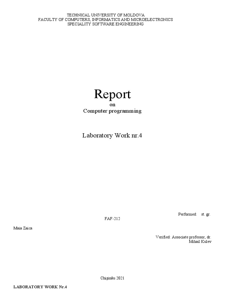 Computer Programming Laboratory Work 3 Pdf C Programming Language Subroutine 5970