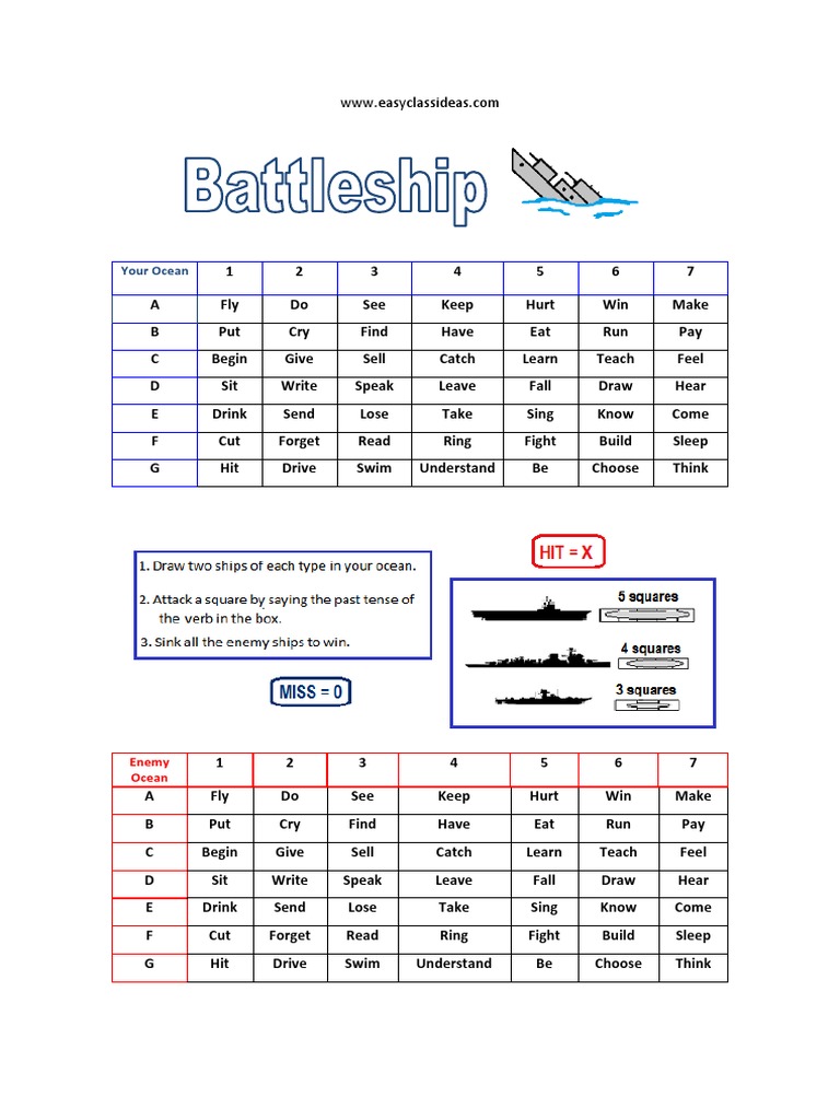 Battleship Irregular Verbs | PDF