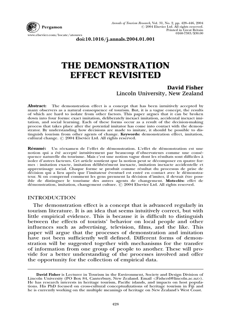 Fisher The Demonstration Effect Revisited (2004) | PDF | Imitation ...