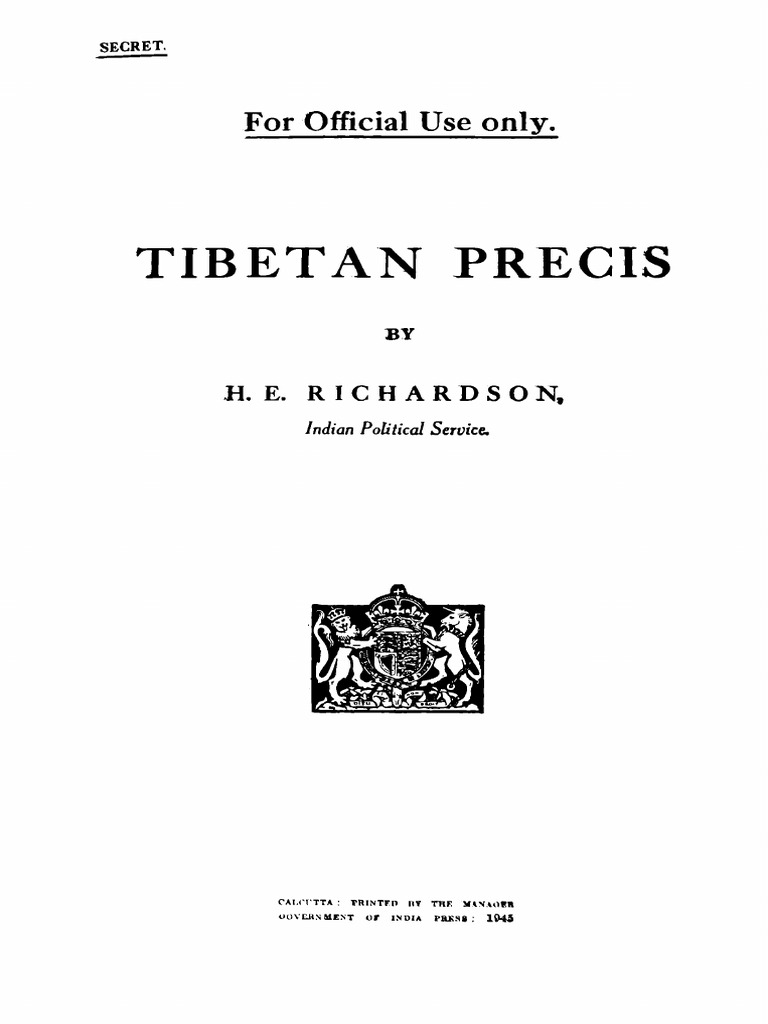 1945 Tibetan Precis by Richardson From High Peaks Pure Earth Maps Added ...