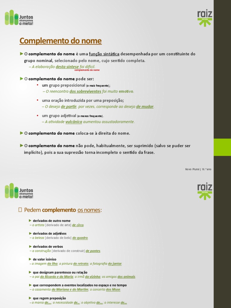 Complemento Do Nome | PDF