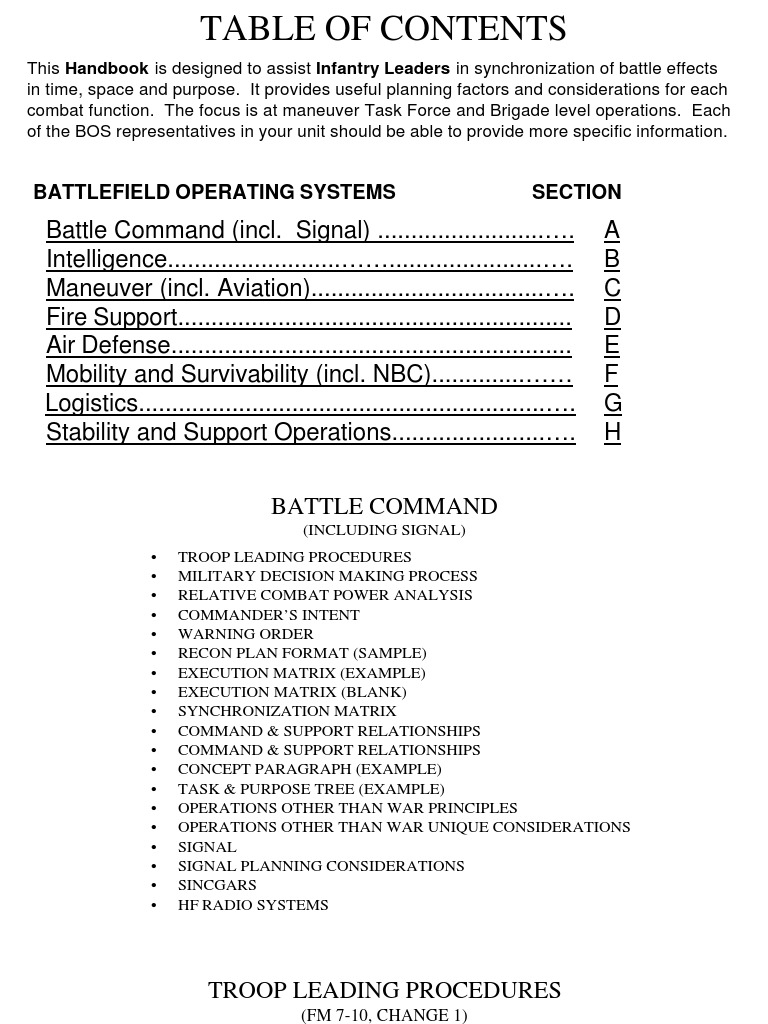 Infantry Leaders' Handbook Overview | PDF | Reconnaissance | Command ...