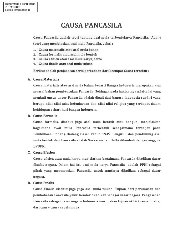 Causa Pancasila | PDF | Filsafat