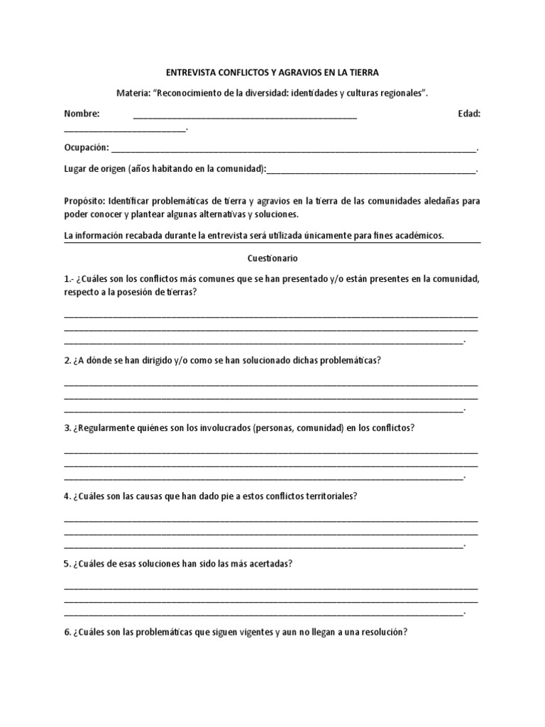 Entrevista Conflictos y Agravios en La Tierra | PDF
