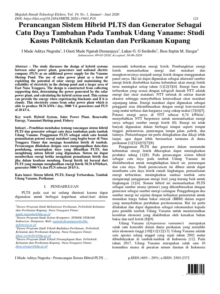 Sistem Hibrid PLTS untuk Tambak Udang | PDF | Teknologi & Rekayasa ...