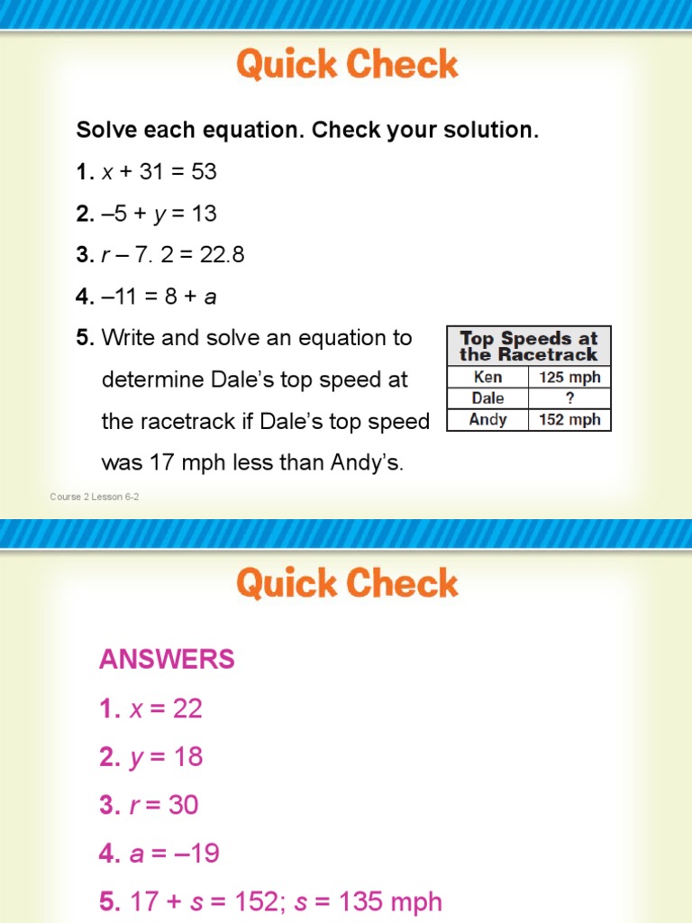 Chapter 6 Lesson 2 Presentation Course 2 | PDF | Equations | Multiplication