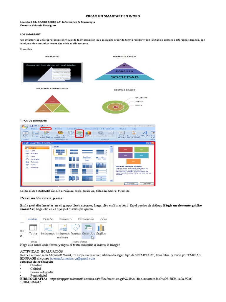 Lección 6° Elaboración de Esquemas Con Smartart Grado Sexto Informática & Tecnología | PDF