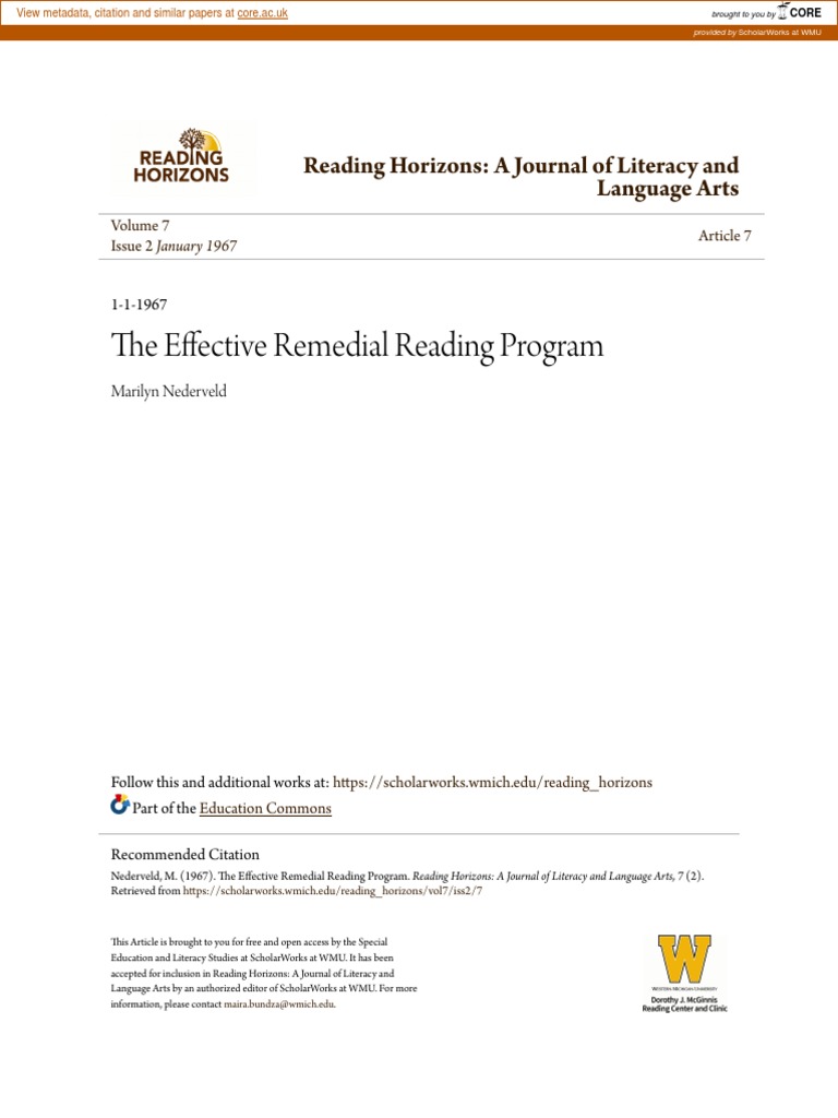 Effective Remedial Reading Programs | PDF | Teachers | Classroom
