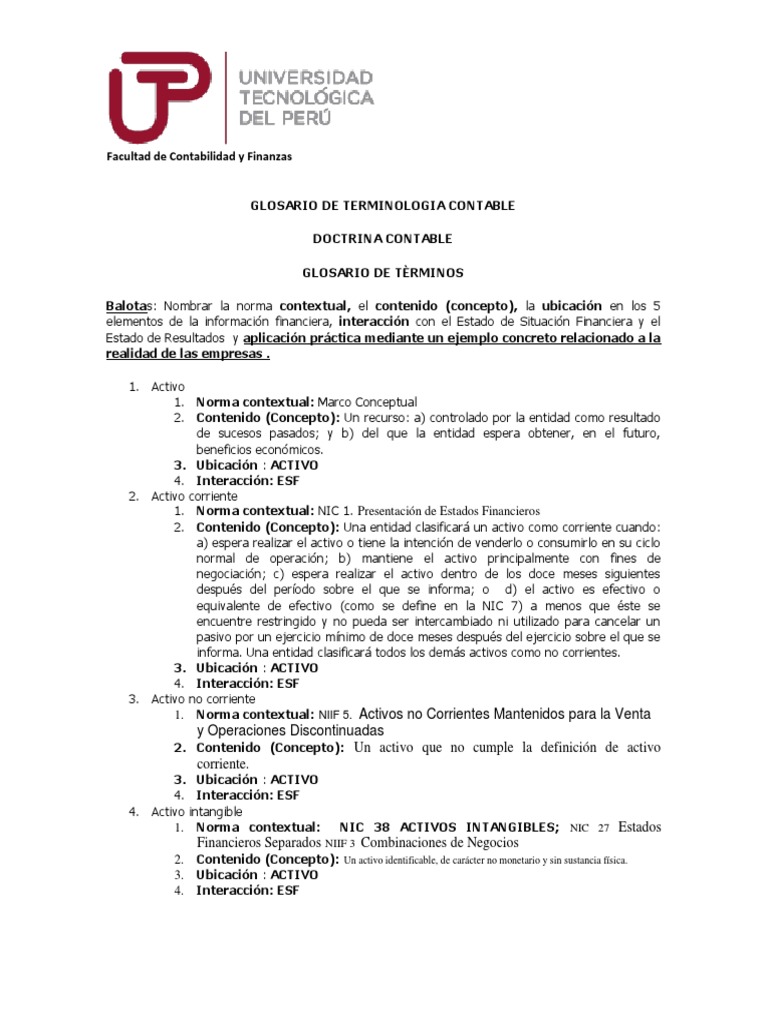 U4 s7 Glosario de Terminologia Contable | PDF | Activo intangible ...