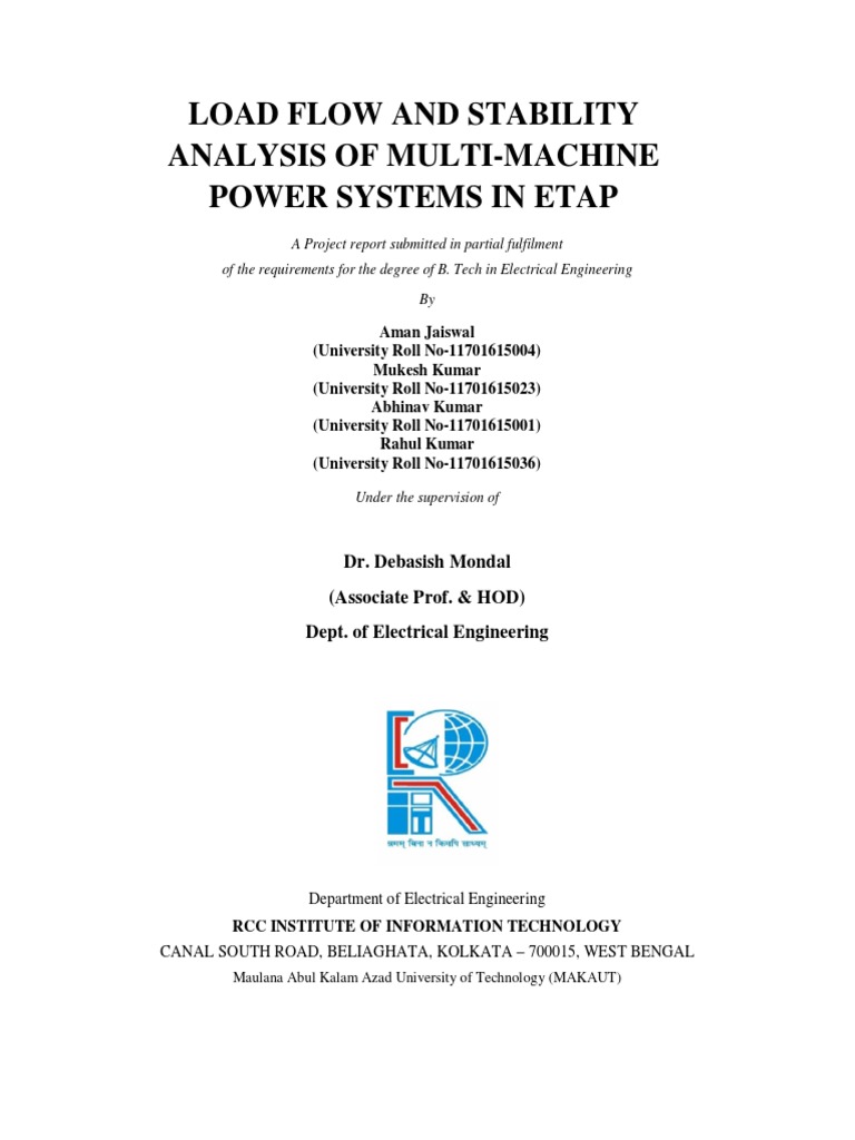 Load Flow and Stability Analysis of Multi-Machine Power Systems in Etap | PDF | Steady State ...