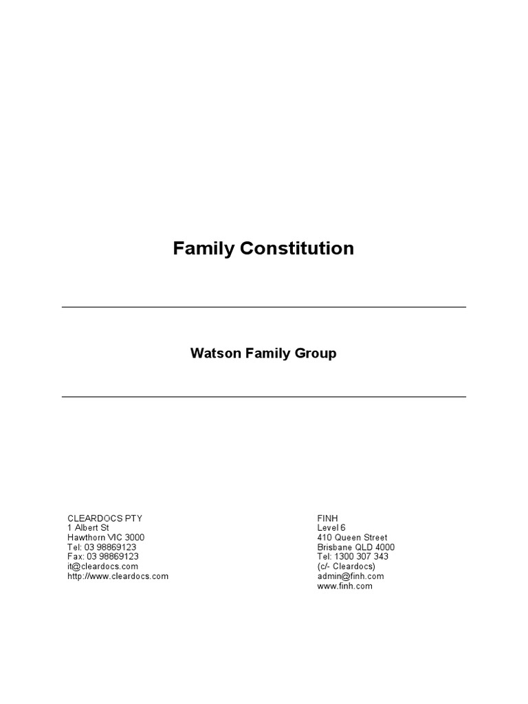Sample Family Constitution | PDF | Governance | Business