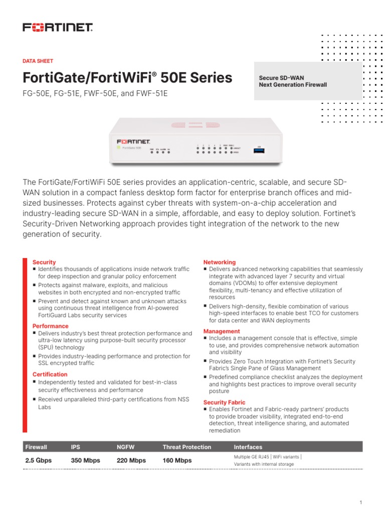 Fortigate/Fortiwifi 50E Series: Data Sheet | PDF | Computer Network ...
