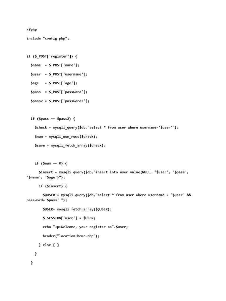 PHP User Registration Script | PDF