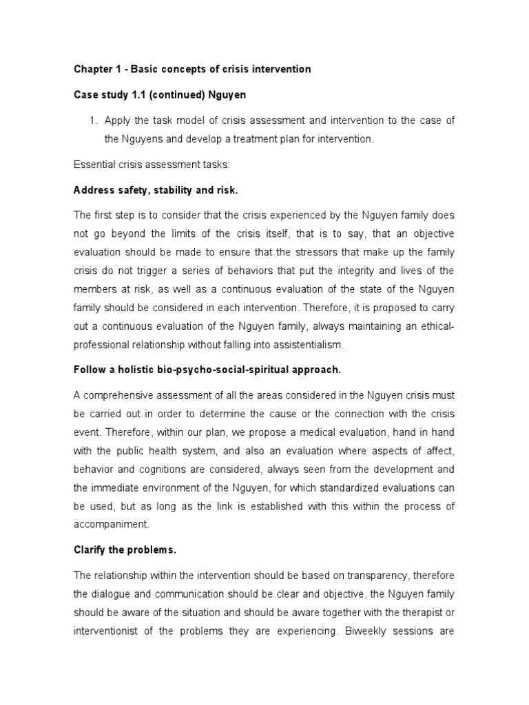 Chapter 1 - Basic Concepts of Crisis Intervention Case Study 1.1 ...