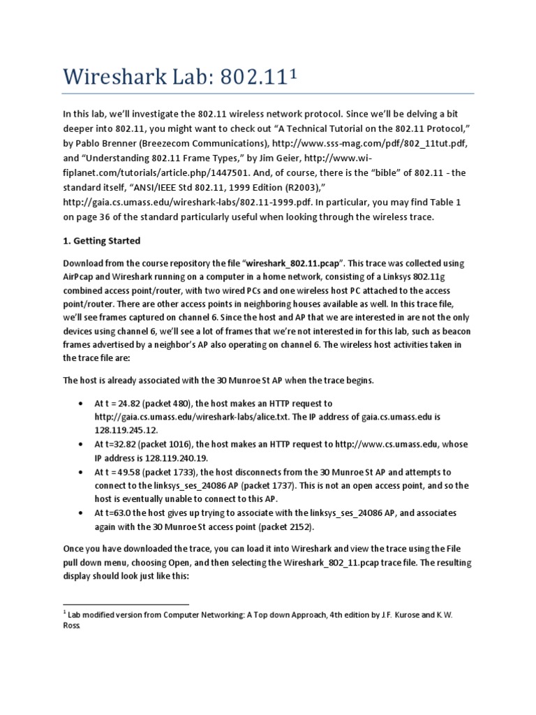 Wireless 802 11 Lab Pdf Transmission Control Protocol Ieee 802 11