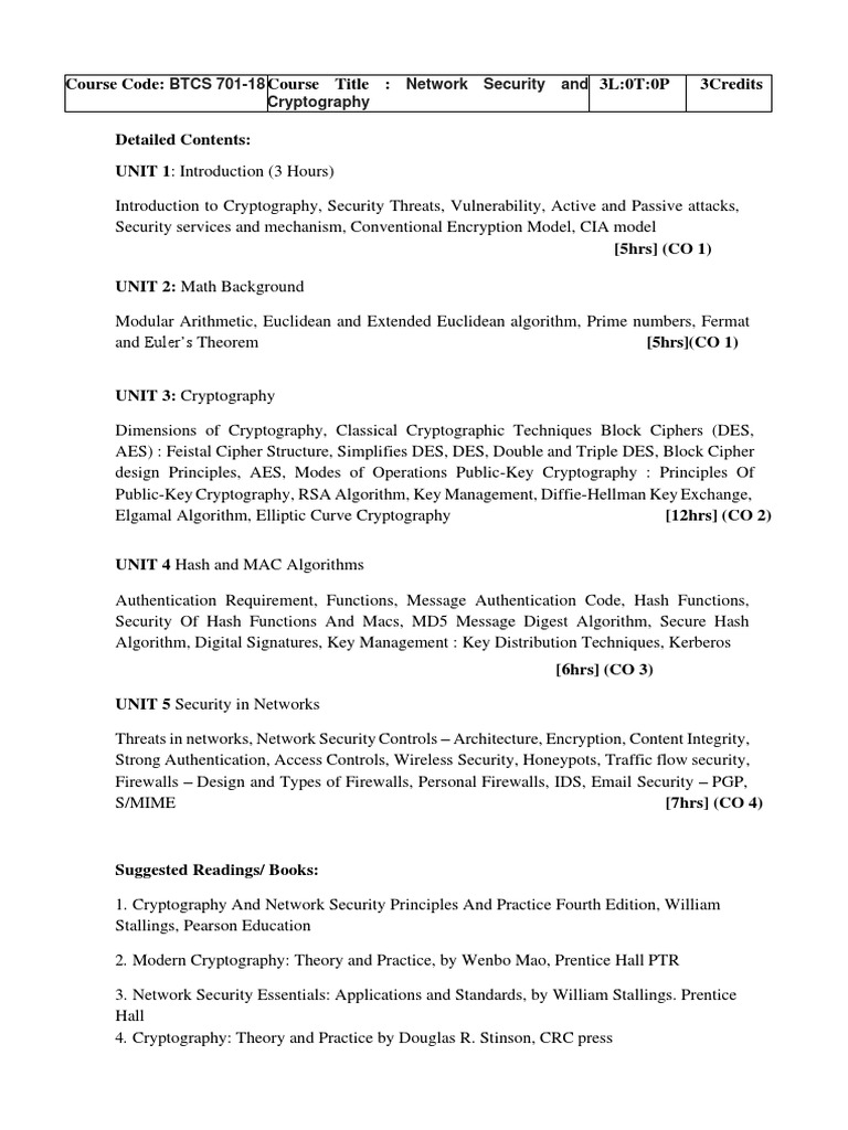 B.tech Cse 7th Sem Syllabus | PDF | Cryptography | Digital Signal Processing