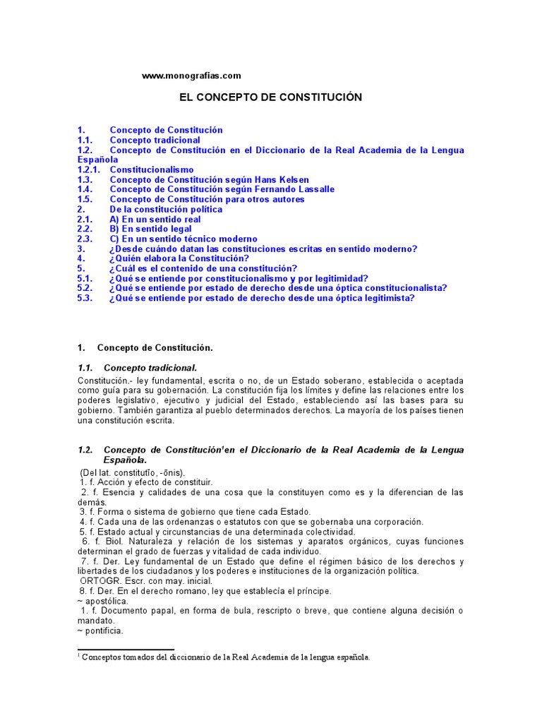 Concepto de Constitucion | PDF | Constitución | Estado (política)