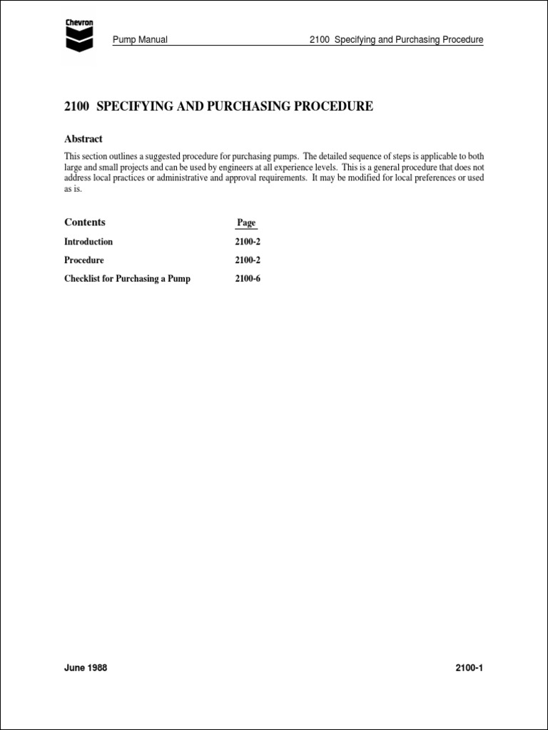 Pump Manual 2100 Specifying and Purchasing Procedure | PDF | Pump | Specification (Technical ...