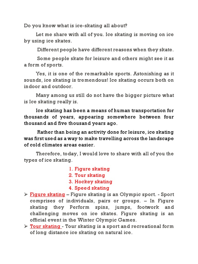 Types and History of Ice Skating | PDF | Figure Skating | Leisure