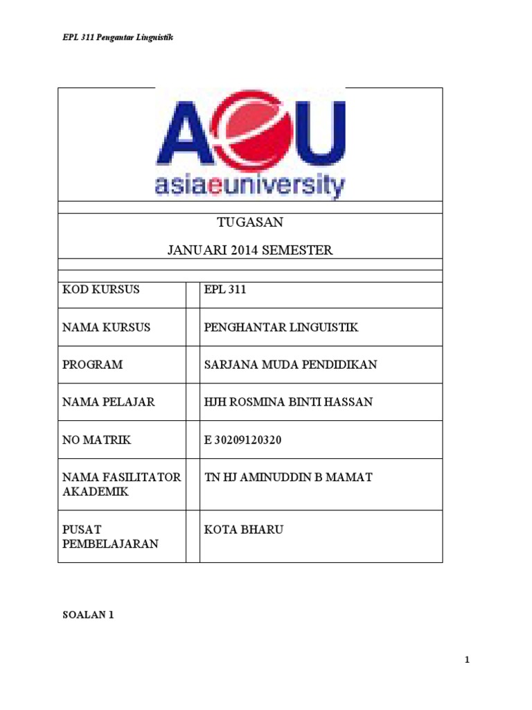 Epl 311 Linguistik | PDF
