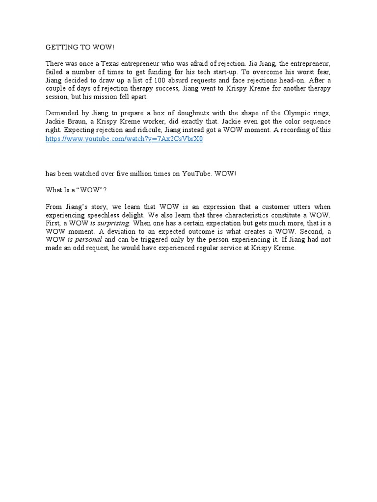 What Is WOW | PDF | Brand | Experience