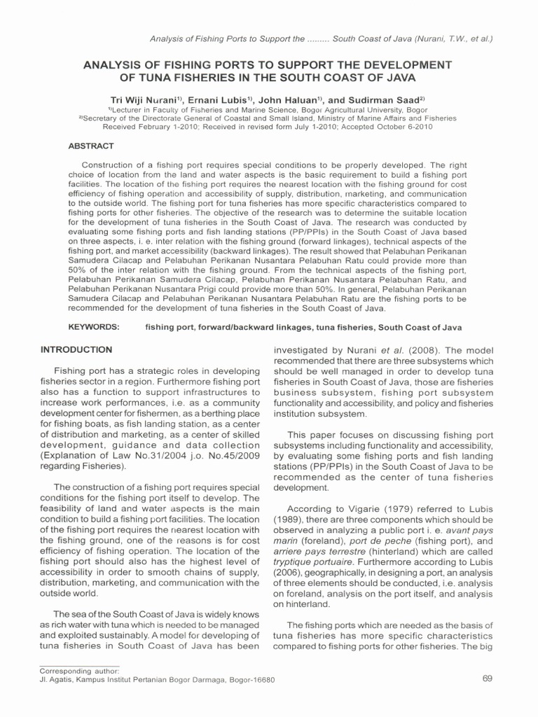 Analysis of Fishing Ports To Support The Development | PDF | Transport ...