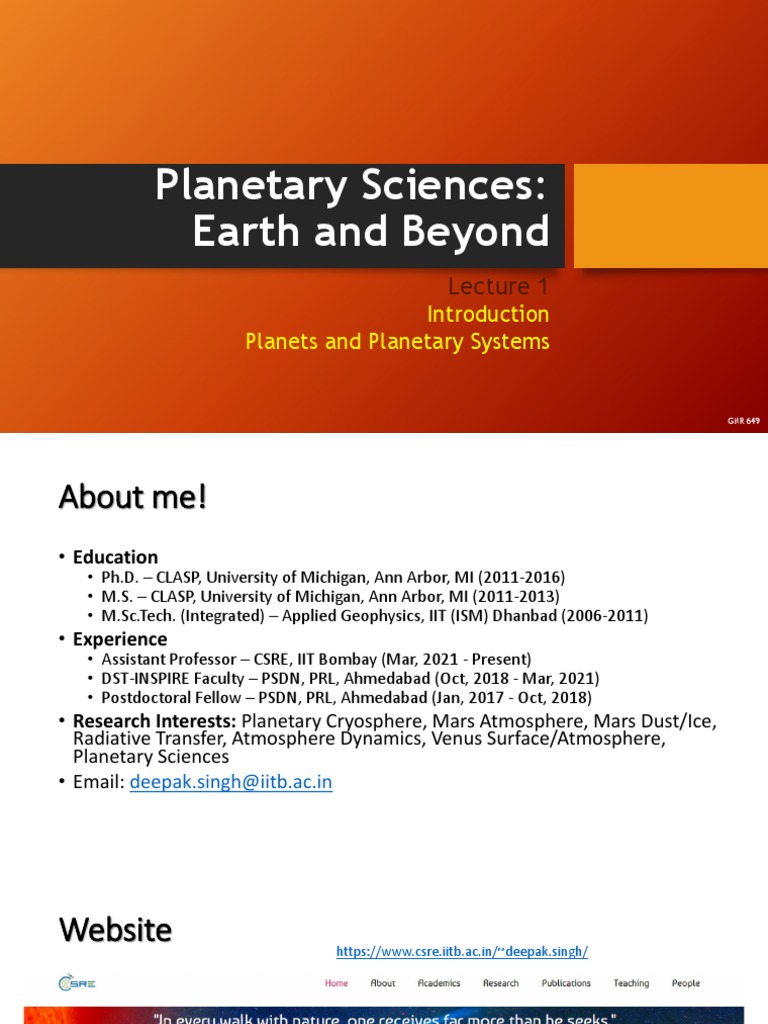 Introduction to Planetary Sciences | PDF | Planets | Orbit