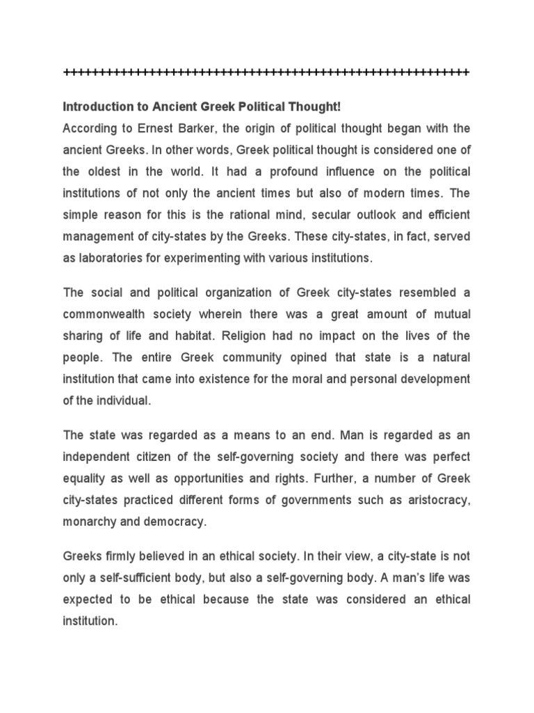 Introduction To Ancient Greek Political Thought! | PDF | Idea | Plato
