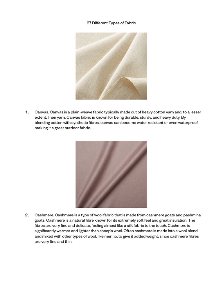U2 01 Fabric Types | PDF | Textiles | Yarn