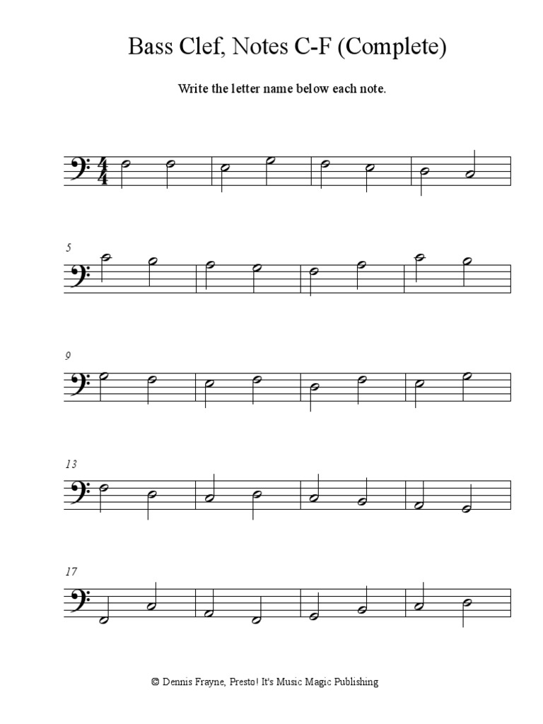Bass+Clef+Note+Naming+Beg+C F+Complete | PDF