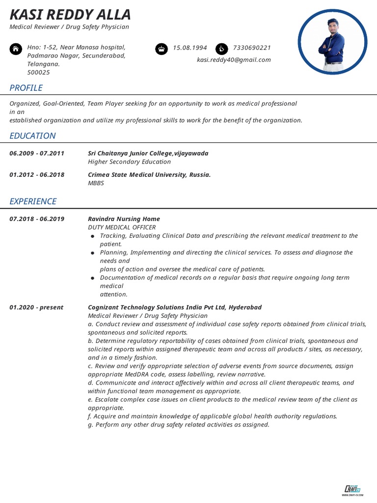 Kasi Reddy Alla CV (1) New Kasireddy | PDF | Pharmacovigilance ...