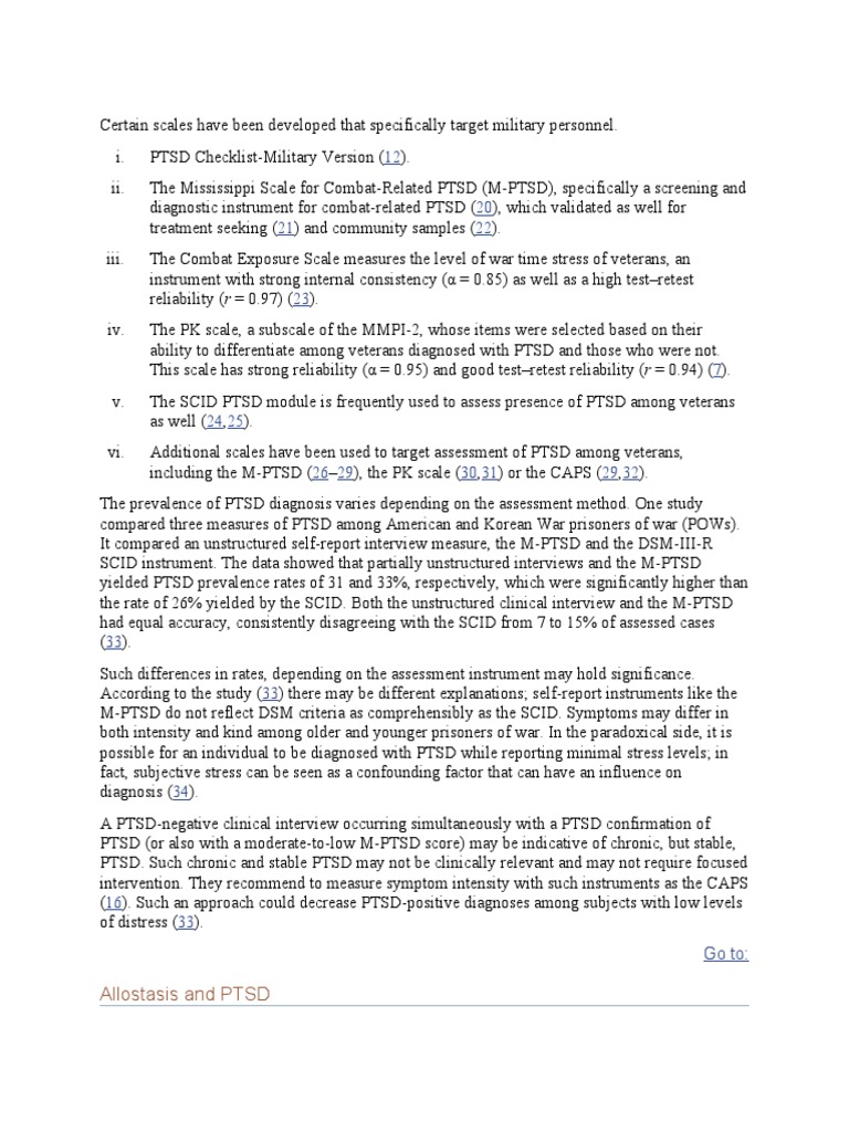 PTSD Assessment in The Military | PDF | Stress (Biology ...