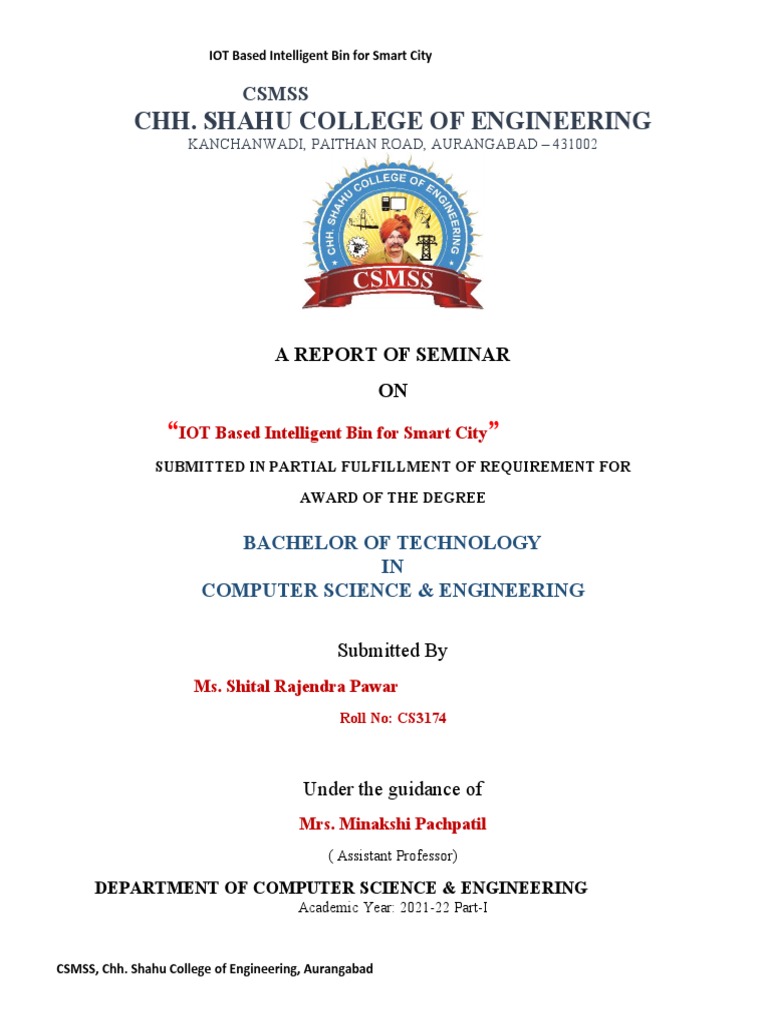 Chh. Shahu College of Engineering: Csmss | PDF | Internet Of Things ...