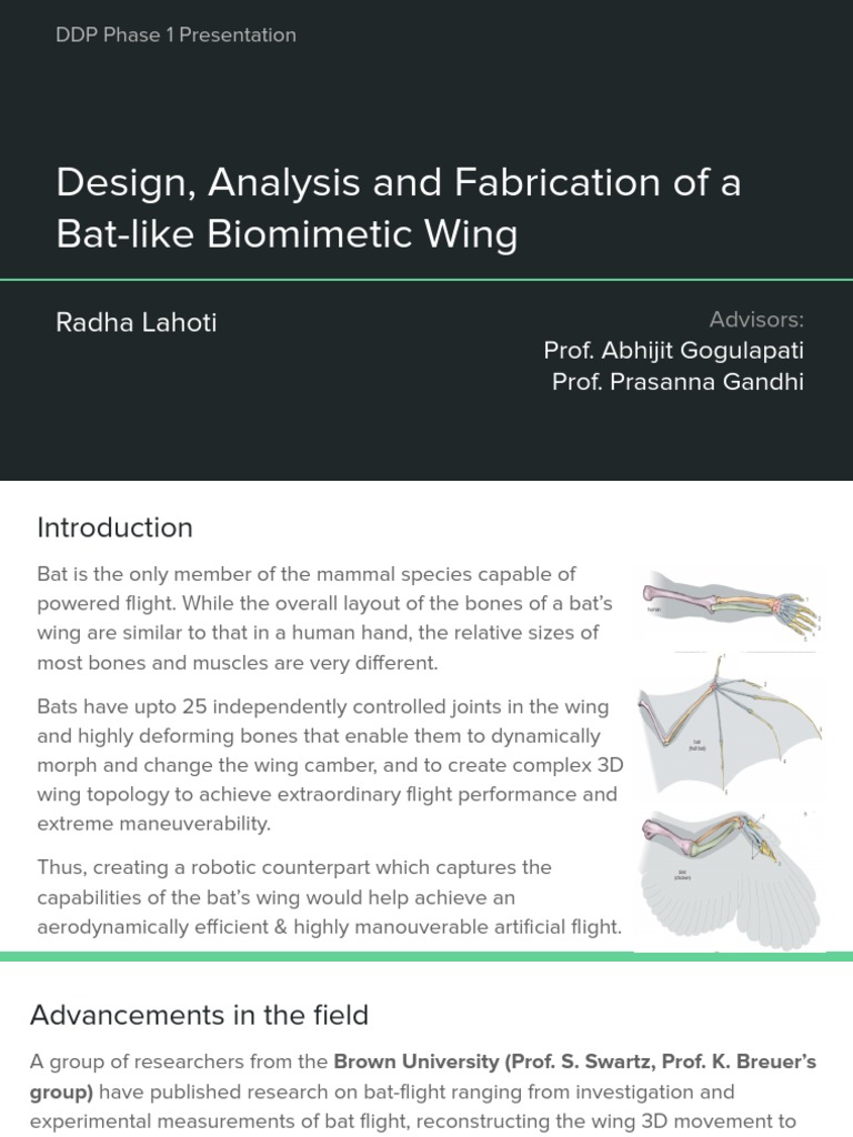 Design, Analysis and Fabrication of A Bat-Like Biomimetic Wing | PDF ...