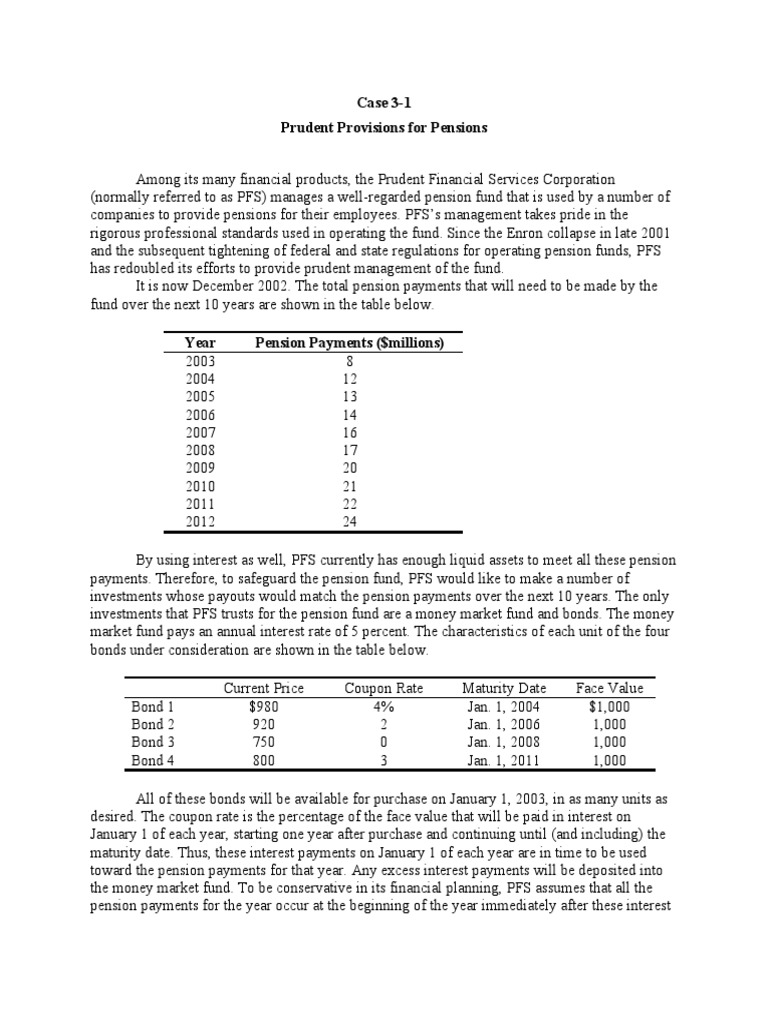 Case 3-1 Prudent Provisions For Pensions | Download Free PDF | Bonds ...