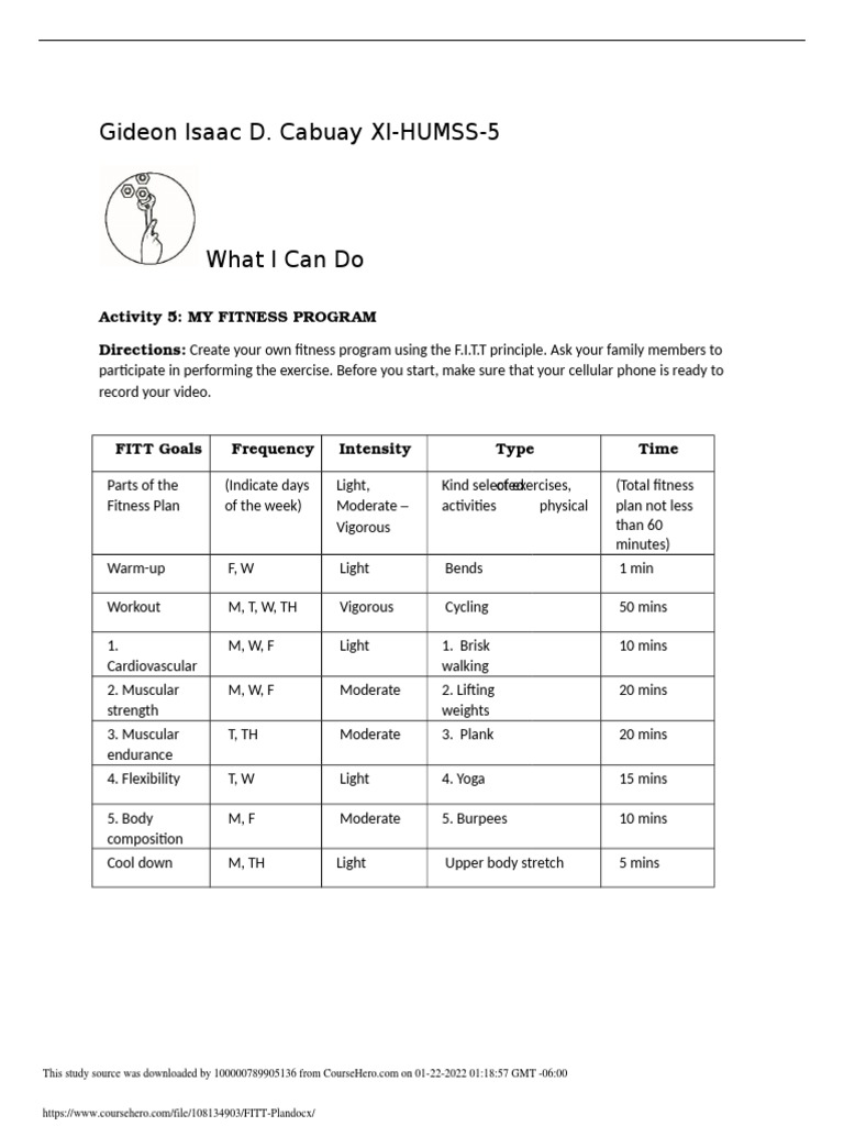 FITT Plan | PDF | Physical Fitness | Sports Science