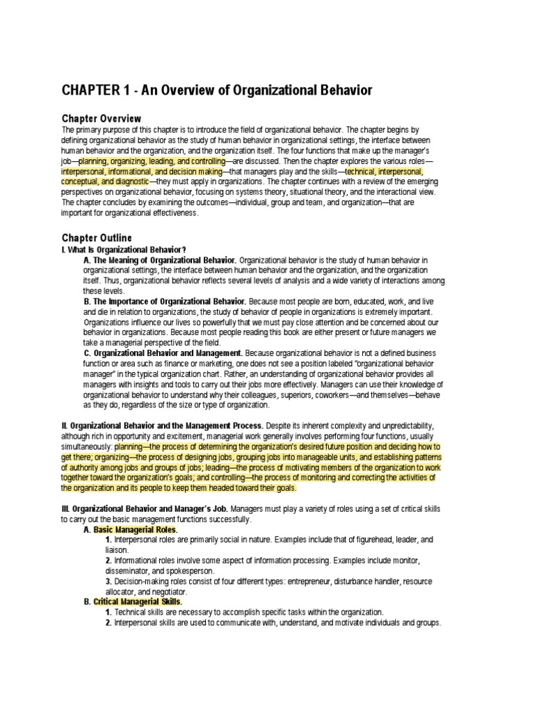 CH 1 | PDF | Organizational Behavior | System