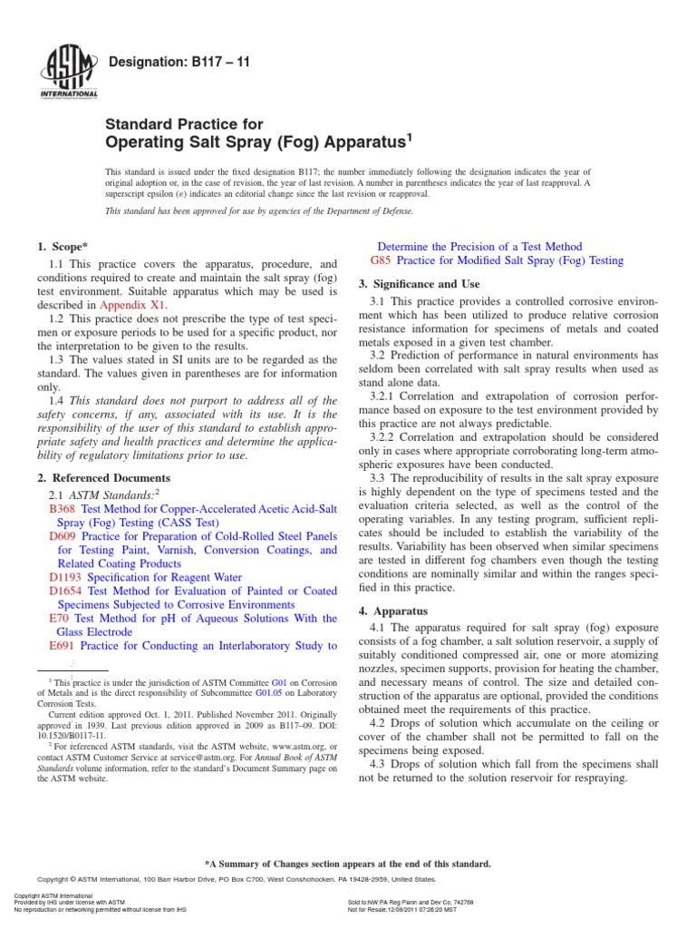 Astm B117 | PDF