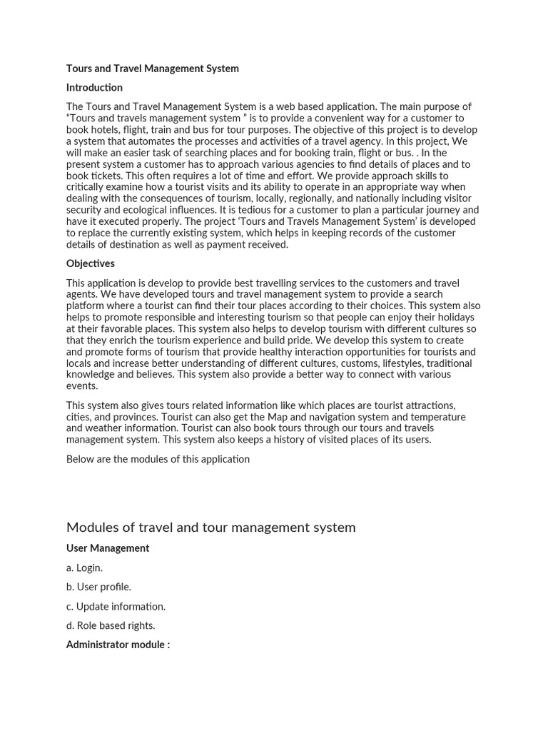Tours & Travel Management System | PDF | Tourism | Ticket (Admission)