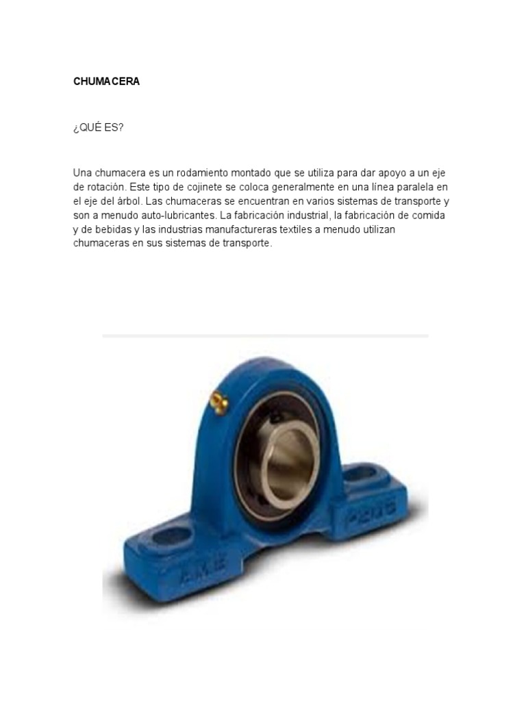 Tipos y funciones de chumaceras | PDF | Rodamiento (Mecánico) | Lubricante