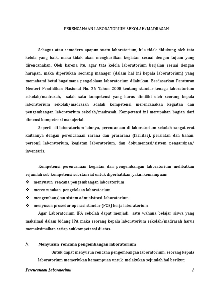 Perencanaan Laboratorium IPA - 1 | PDF