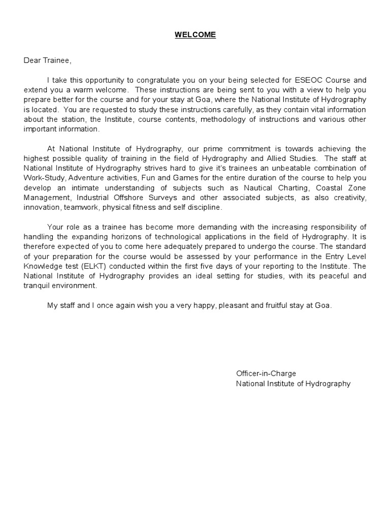 Joining Instructions ESEOC | PDF | Mail