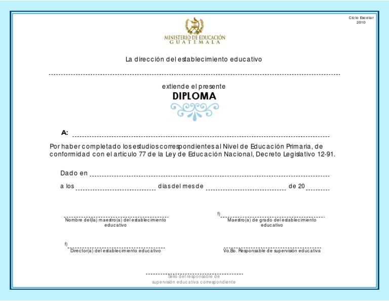 Diploma de Sexto Grado Primaria