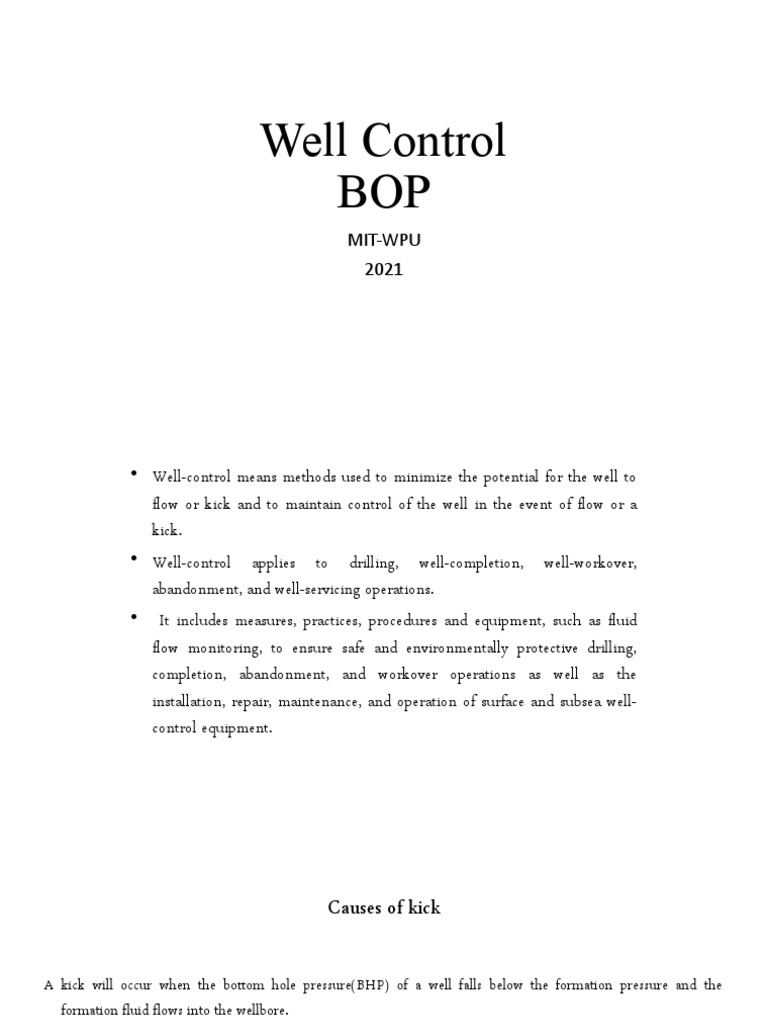 Well Control BOP | PDF | Blowout (Well Drilling) | Mechanical Engineering
