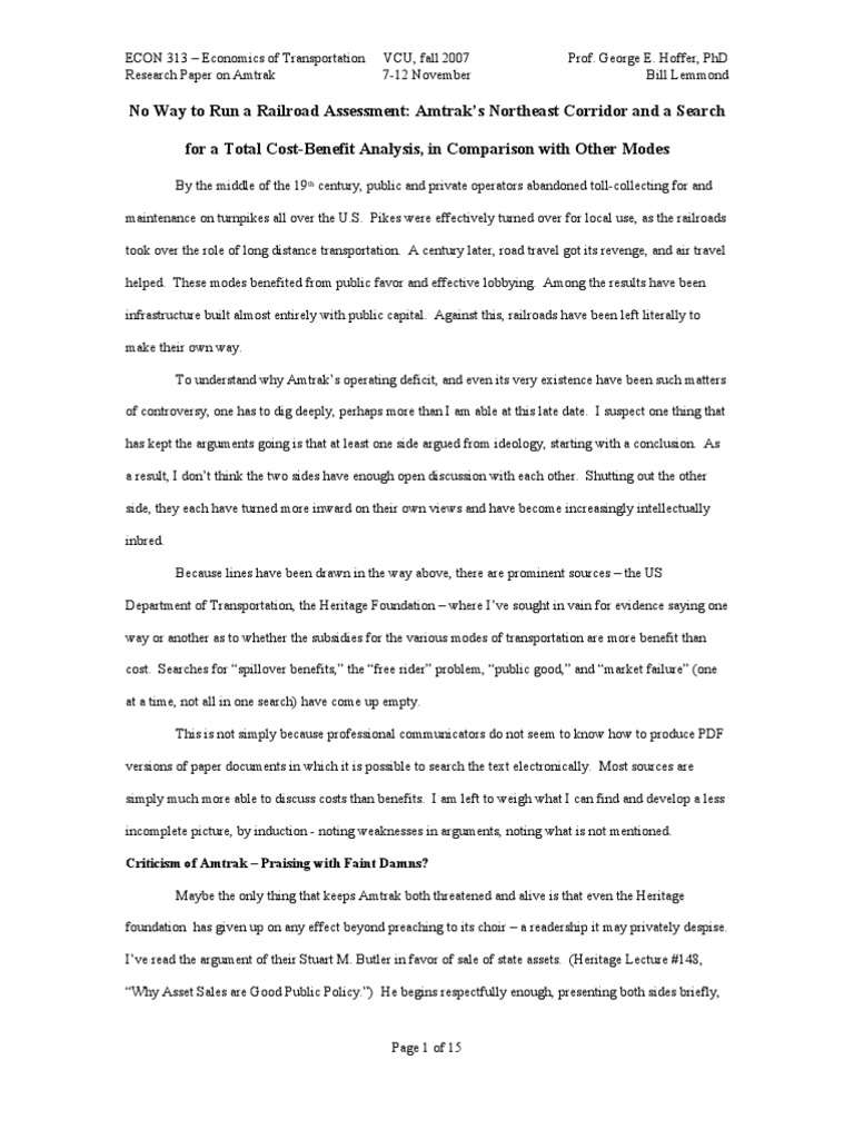 Amtrak Paper | PDF | Amtrak | Northeast Corridor